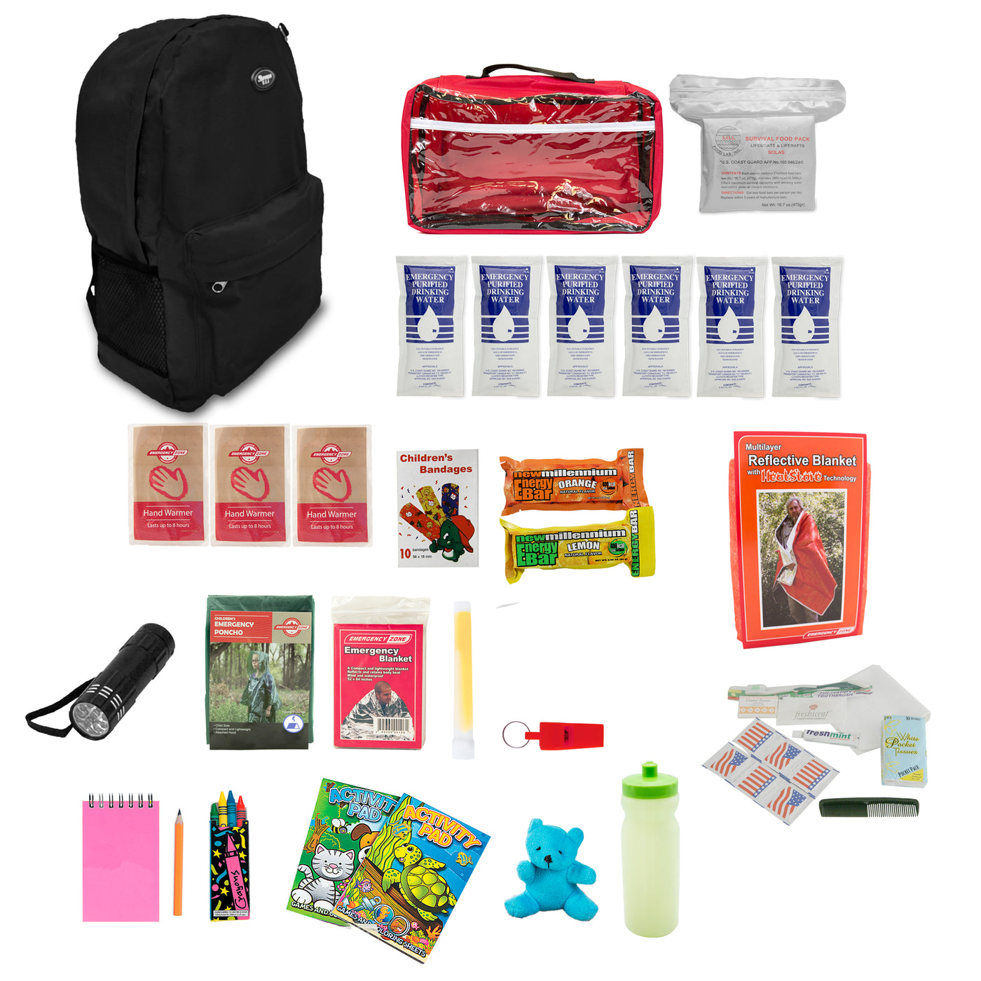 Keep-Me-Safe Children's 72 Hour Survival Kit: Color Options Available ...